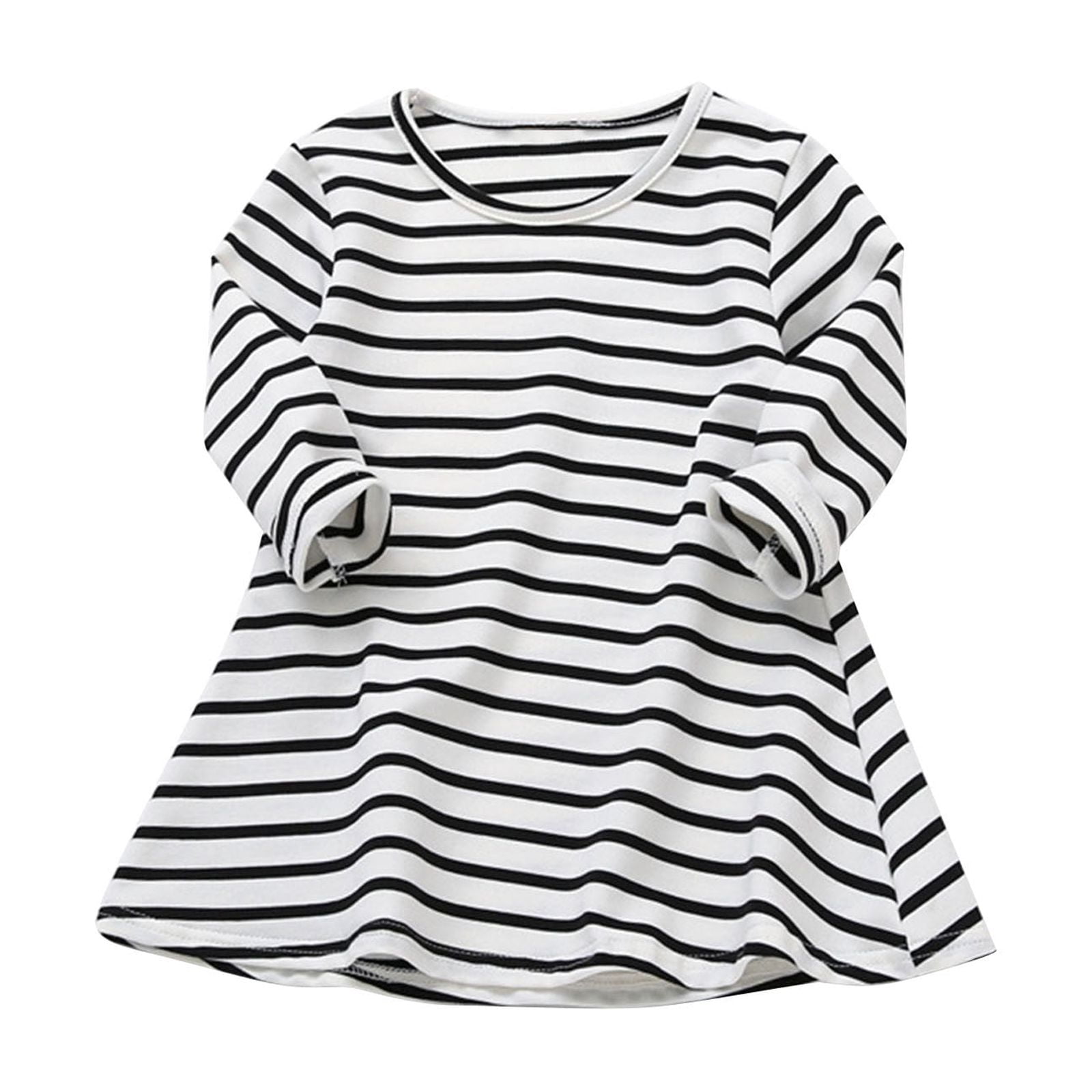 Avrntaa Baby Girls Casual Dresses Baggy Striped A-line Dress Long ...