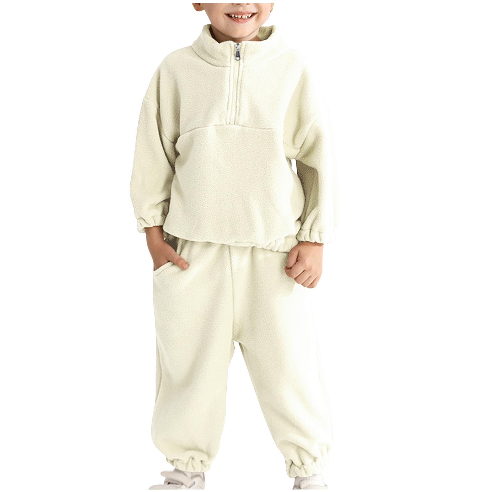 Avrntaa Baby Girls Coral Fleece Pajama Sets Lace Ruffle Top Fluffy Pant ...