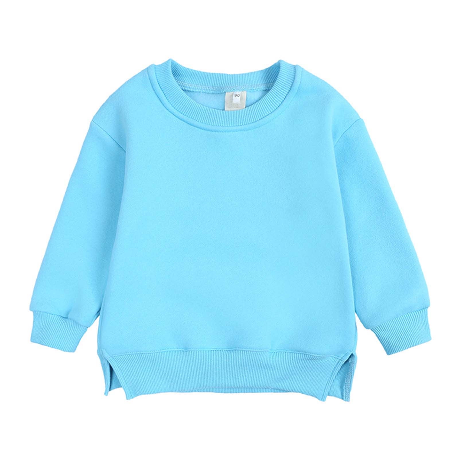 Avrntaa Baby Girls Sweatshirt - Kids Solid Color Crewneck Fleece ...
