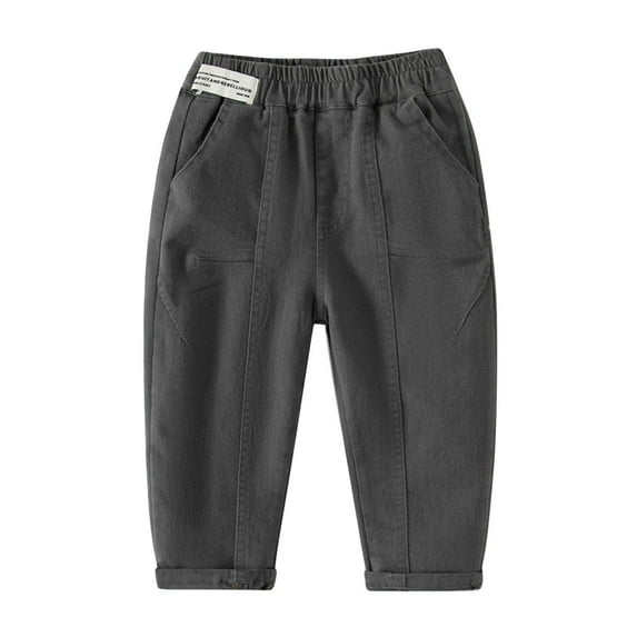 Avrntaa Boy's Spring Pant Solid Baggy Pants Kids Elastic Waist Casual Trousers Basic Trouser for ...