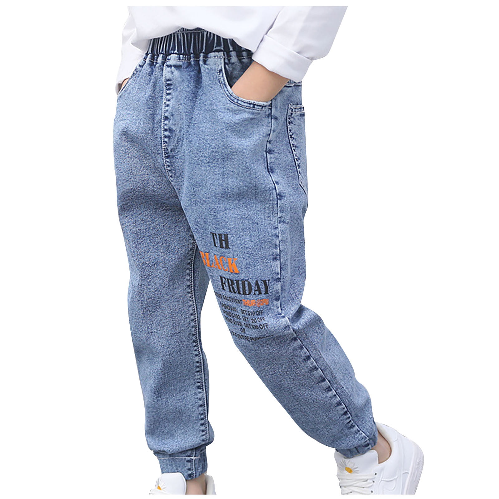 Avrntaa Boys Baggy Jeans - Elastic Band Straight Fit Stretch Pocketed ...