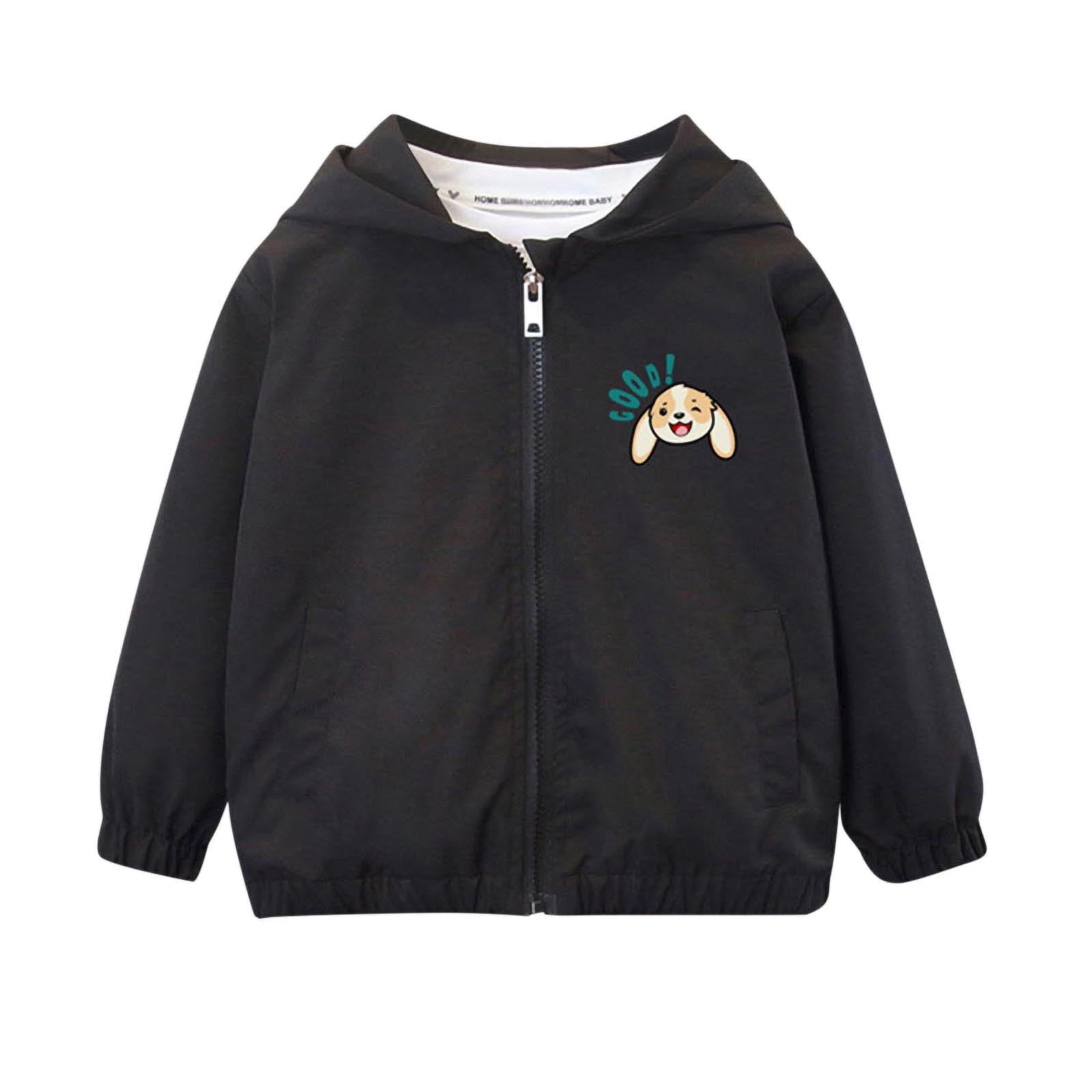Avrntaa Boys Girl Fall Hooded Jacket Zipper Cute Print Windproof Coat ...