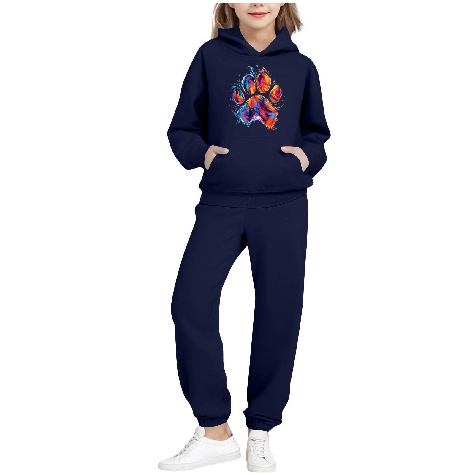 Avrntaa Boys Girls Cute Print Tracksuit 2 Piece Set with Hooded ...