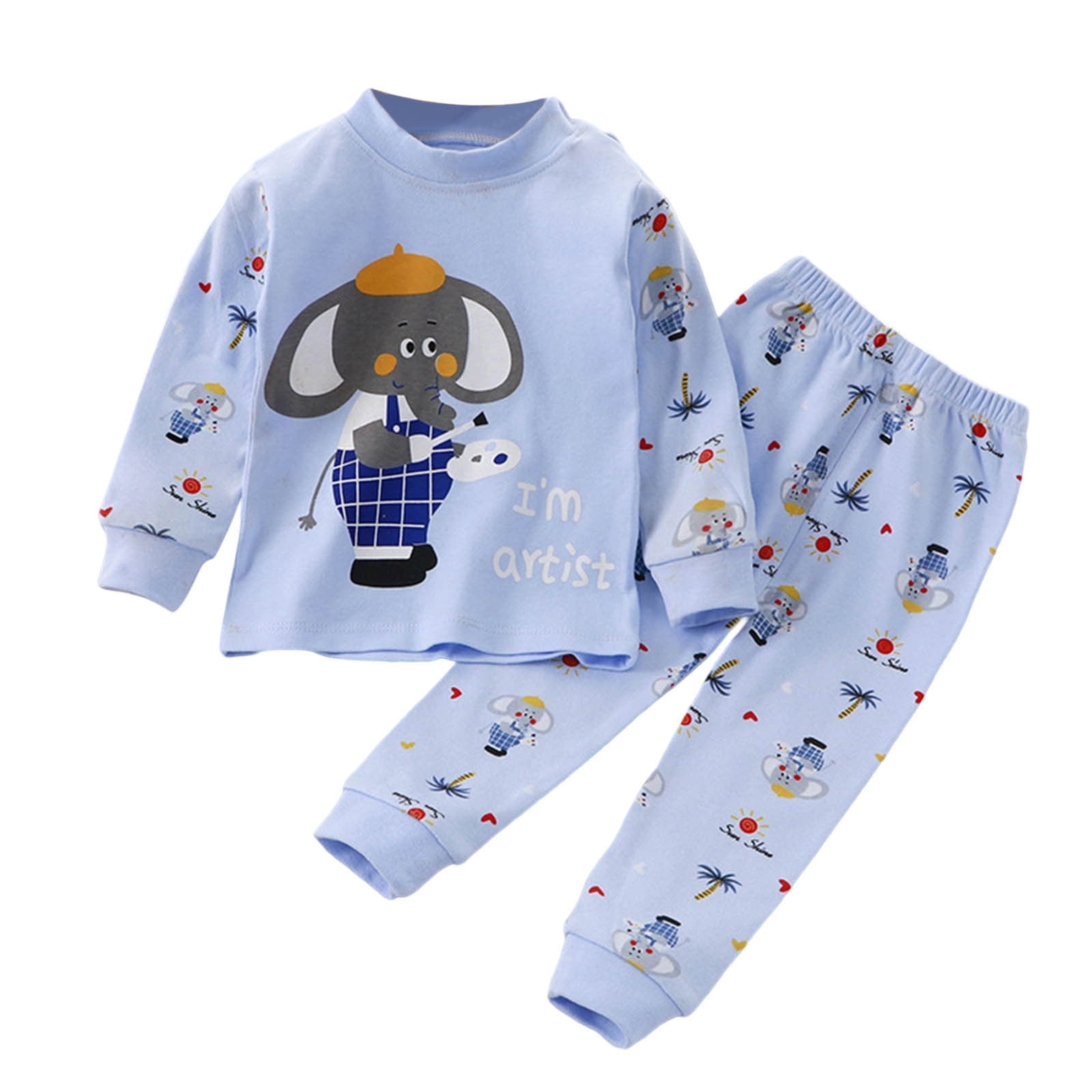 Avrntaa Boys Girls Fall Pajama Sets Round Neck Funny Print Top Stripe ...