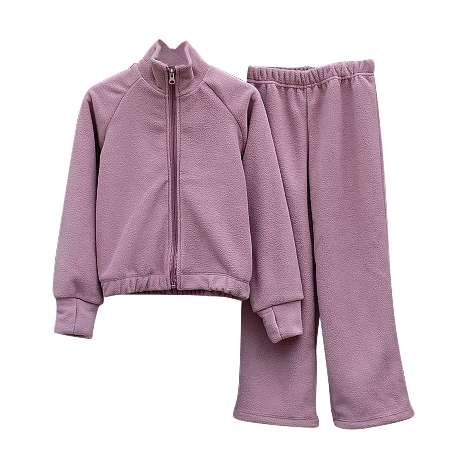 Avrntaa Boys Girls Polar Fleece Sweatsuit Outfits Zip Up Stand Collar ...