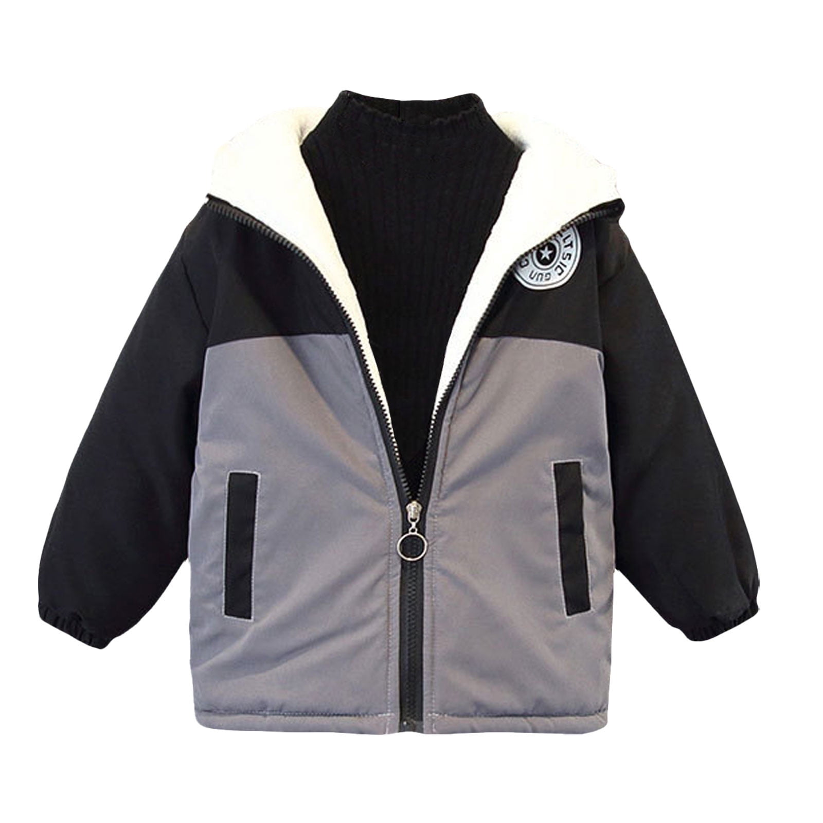 Avrntaa Boys Girls Winter Sherpa Jacket Zip Hood Cute Color Block Coat ...