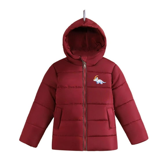 Avrntaa Children's Puffer Down Jacket Cute Thermal Dinosaur Hooded Coat Zip Up Lightweight ...