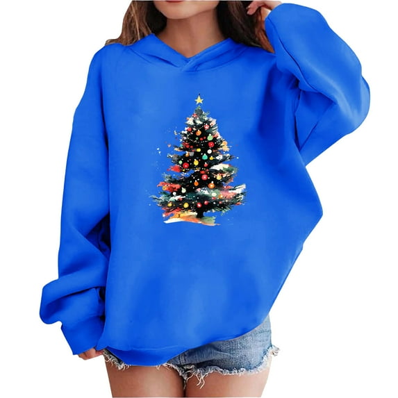 Avrntaa Christmas Sweatshirt for Kids Xmas Tree Print Long Sleeve Tops ...