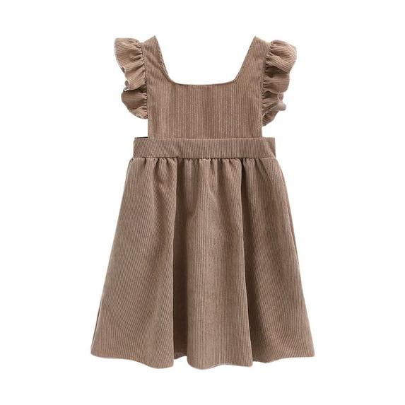 Avrntaa Corduroy Suspender Dress for Girls Spring Ruffle Sleeveless ...