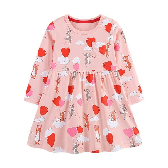 Avrntaa Cute A-line Swing Dress for Little Girls Funny Heart Print ...