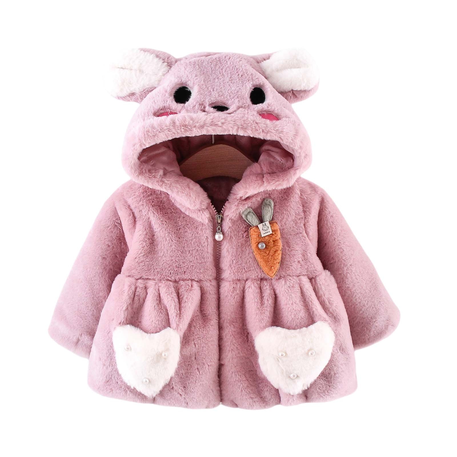 Avrntaa Cute Fleece Jacket for Toddler Girls Ears Hood Zip Up Dress ...
