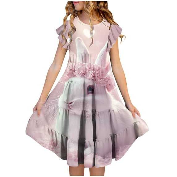 Avrntaa Cute Summer Dress for Girls Funny Rabbit Graphic Easter Dresses ...