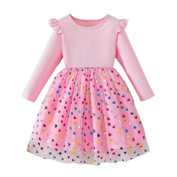 Avrntaa Cute Tutu Dress for Toddler Girl Ribbed Long Sleeve Tulle ...