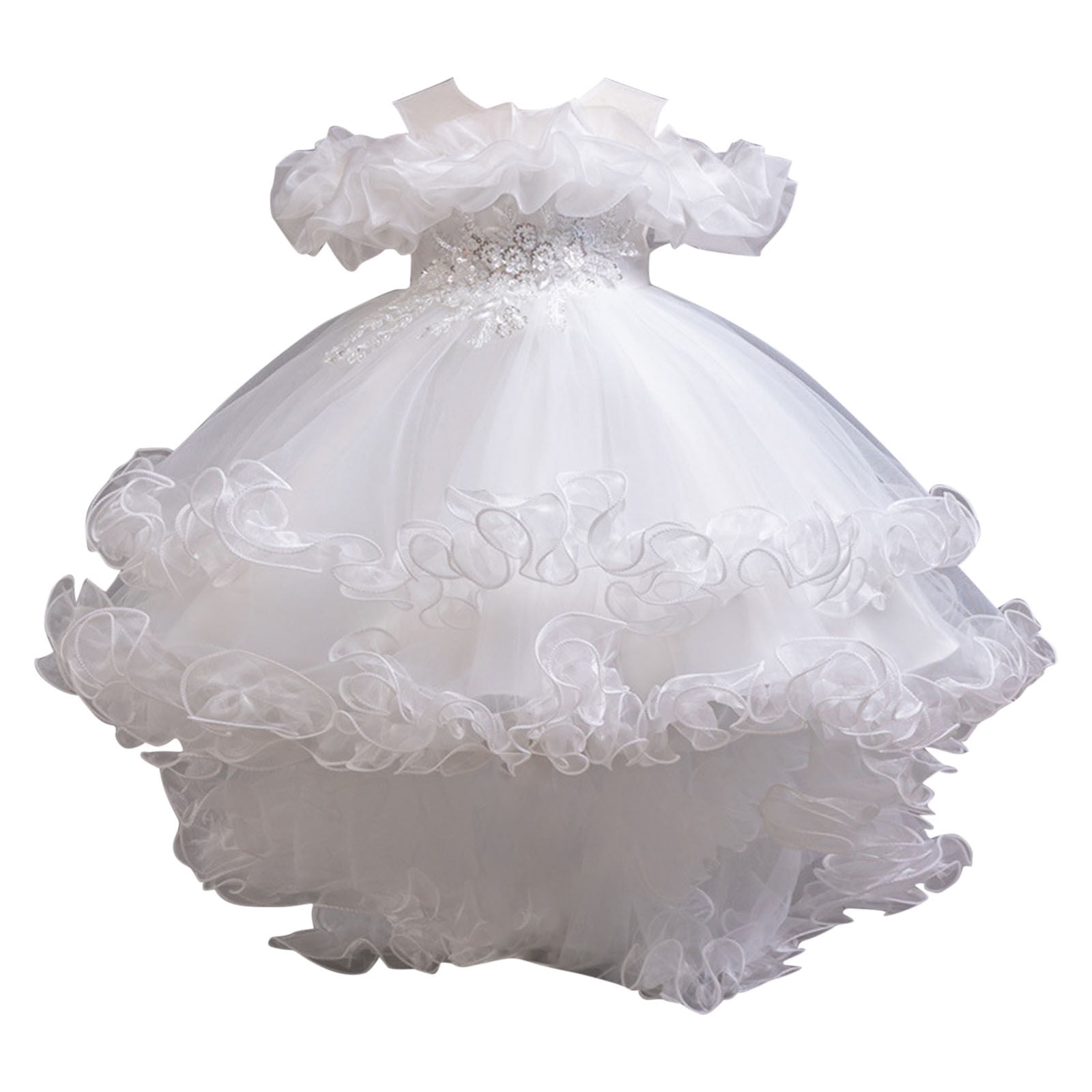 Avrntaa Flower Girls Princess Dress Ruffle Layer Tulle Dresses Wedding ...