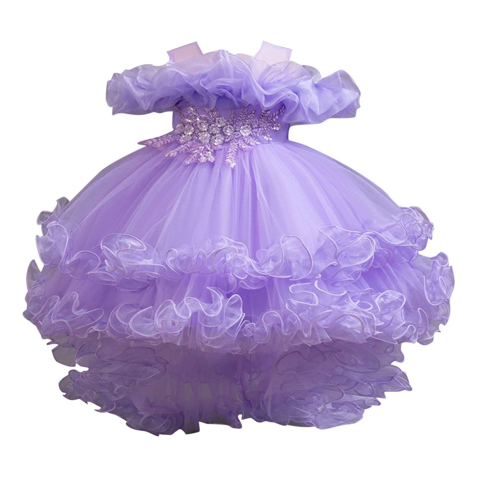 Avrntaa Flower Girls Princess Dress Ruffle Layer Tulle Dresses Wedding ...