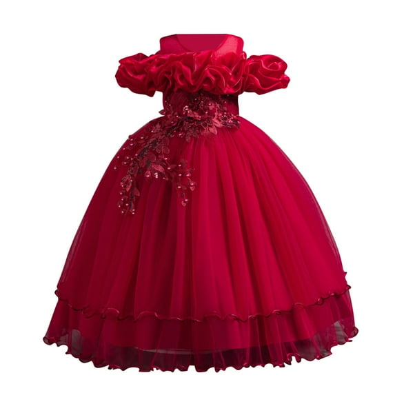 Avrntaa Flower Girls Wedding Gown Ruffle Embroidery Tulle Dresses Party ...