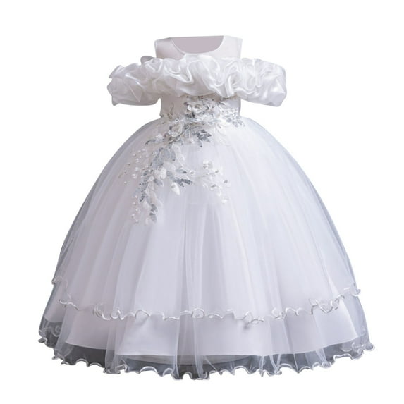 Avrntaa Flower Girls Wedding Gown Ruffle Embroidery Tulle Dresses Party ...