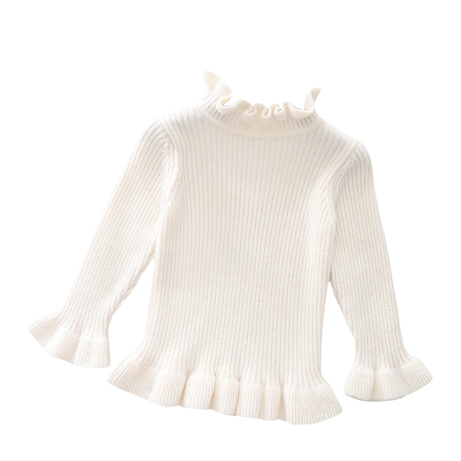 Avrntaa Girl Sweater - Ruffles Long Sleeve Toddler Baby Girl High Neck ...