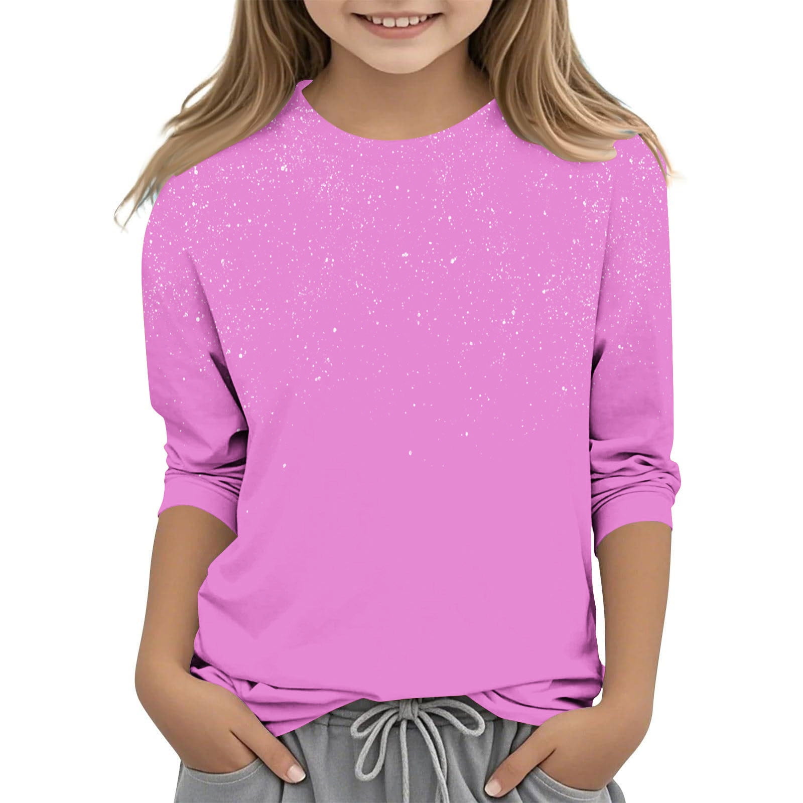 Avrntaa Girl's Sparkly Sequin Tops 3/4 Sleeve Sparkly Glitter Shirts ...