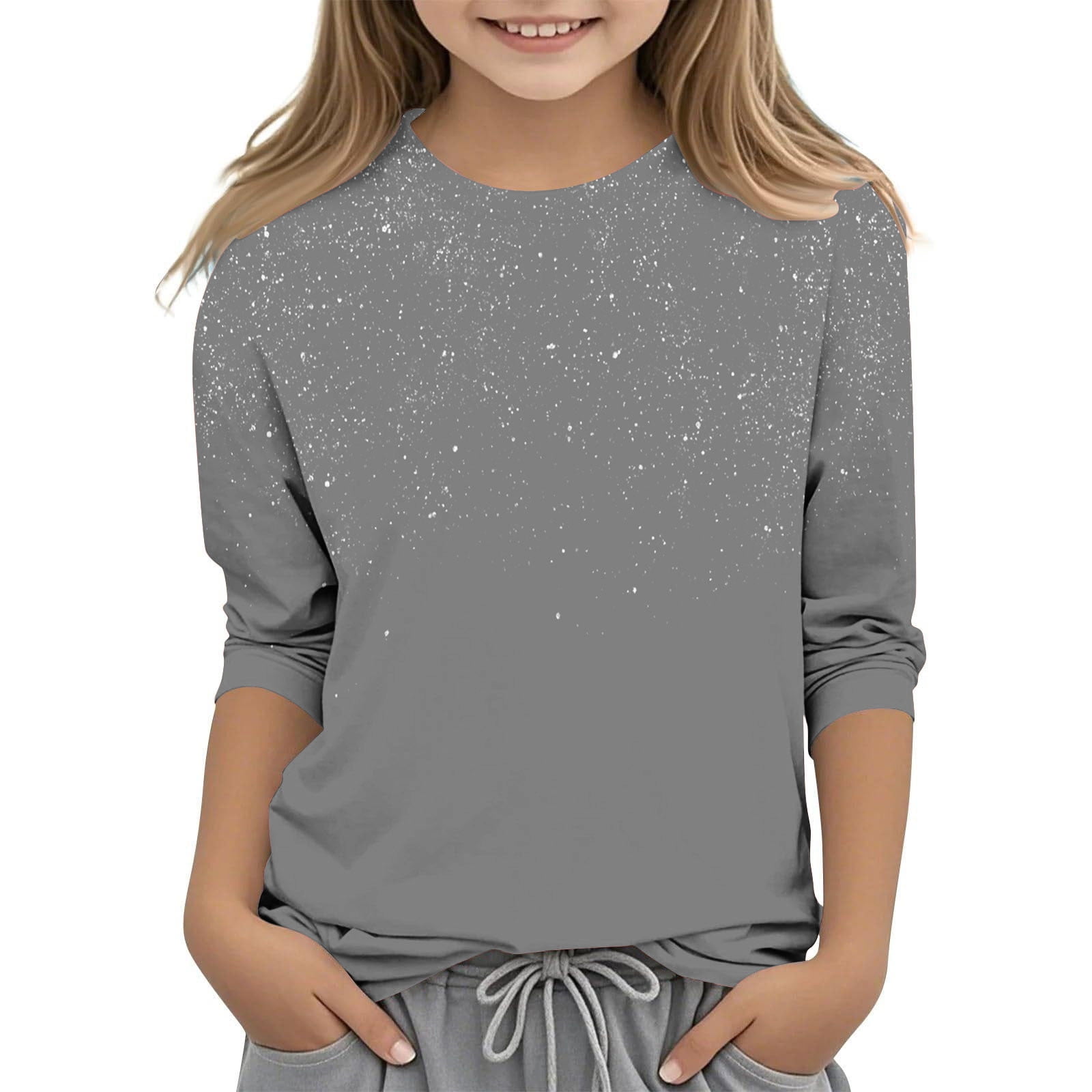Avrntaa Girl's Sparkly Sequin Tops 3/4 Sleeve Sparkly Glitter Shirts ...