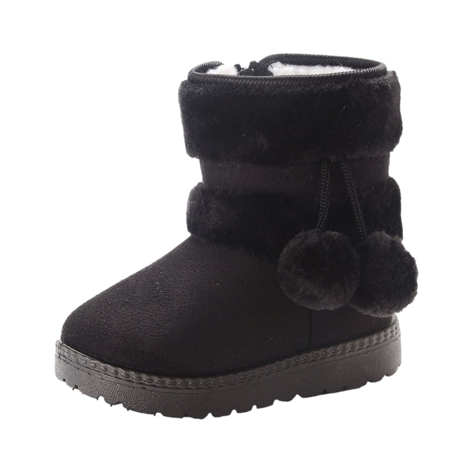 Avrntaa Girl's Winter Boots - Non Slip Side Zipper Booties Warm Fuzzy ...