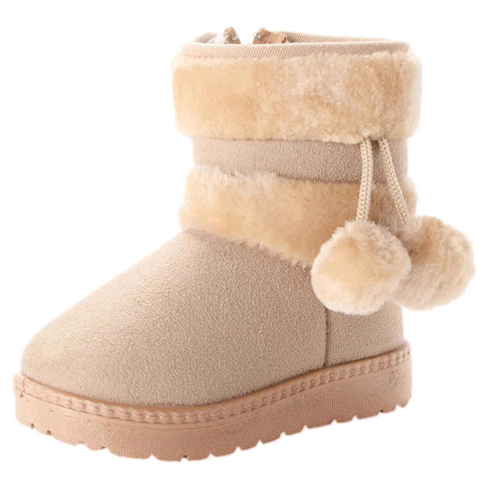 Avrntaa Girl's Winter Boots - Warm Fuzzy Boots Non Slip Side Zipper ...