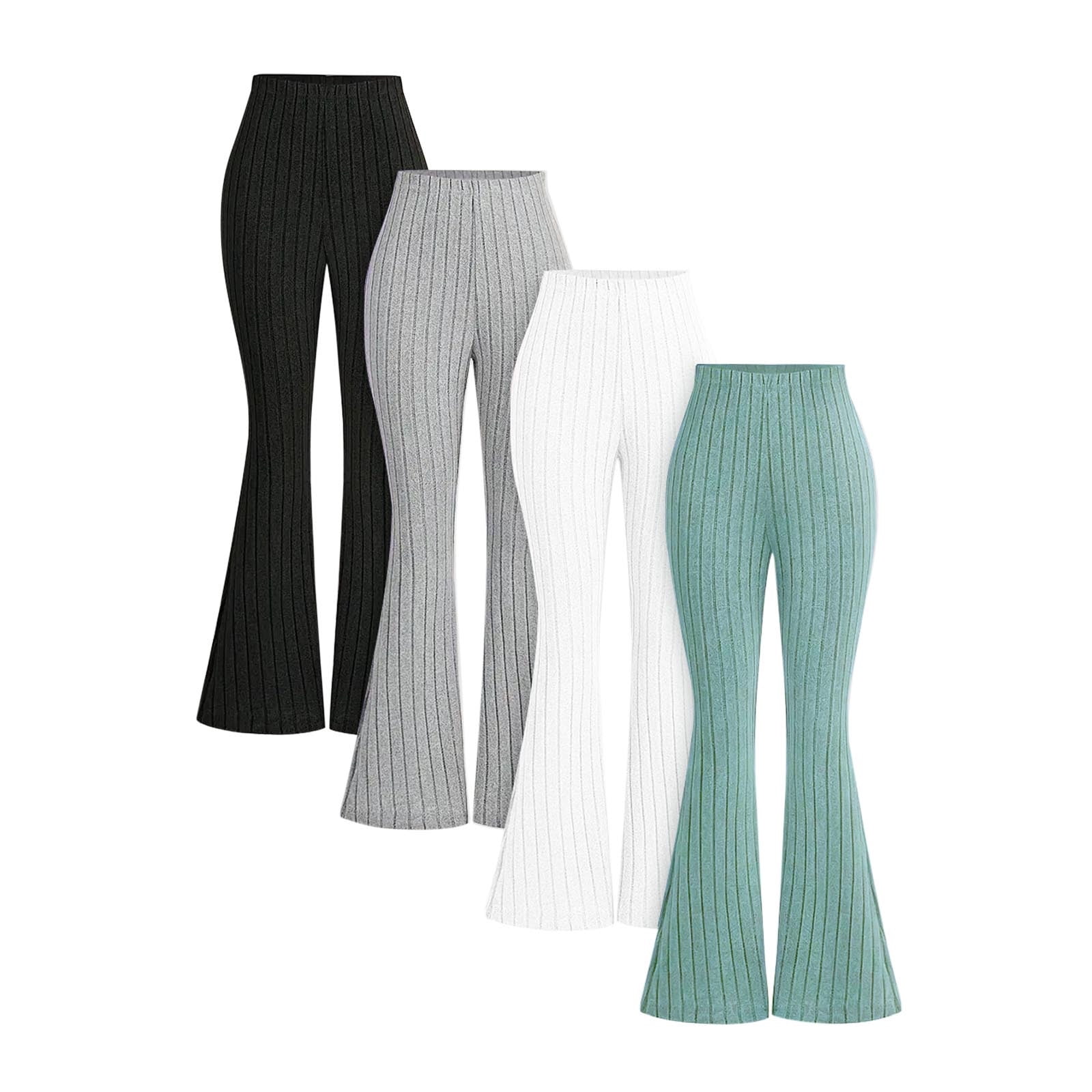 Avrntaa Girls 4 PC Flare Pant Ribbed Knit Stretch Pants Spring Trendy ...