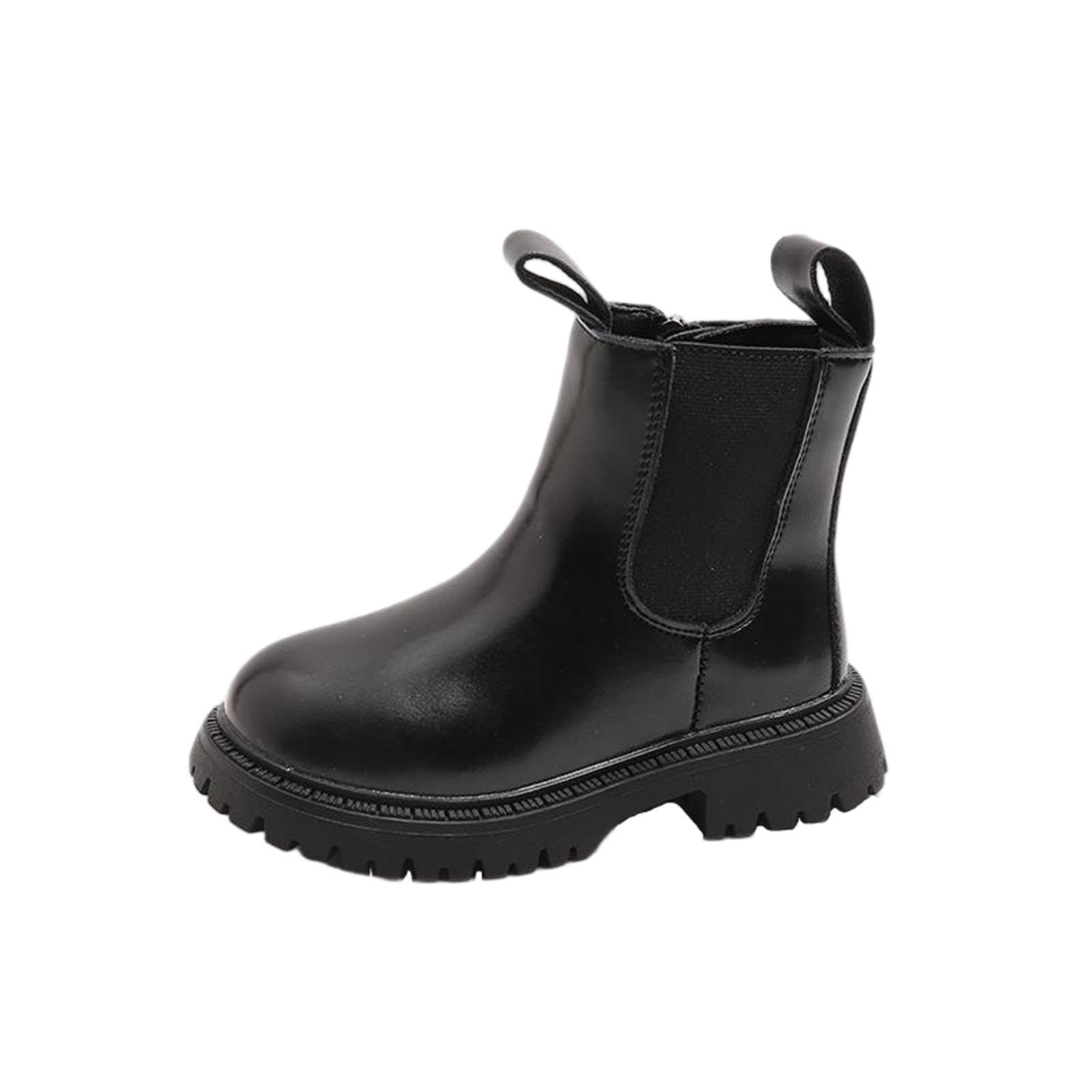 Avrntaa Girls Ankle Short Boots Faux Leather Zip Up Trendy Shoes ...