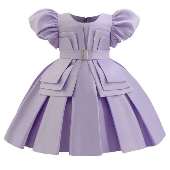 Avrntaa Girls Ball Gown Baby Puff Satin Princess Dress Ruffle Birthday ...