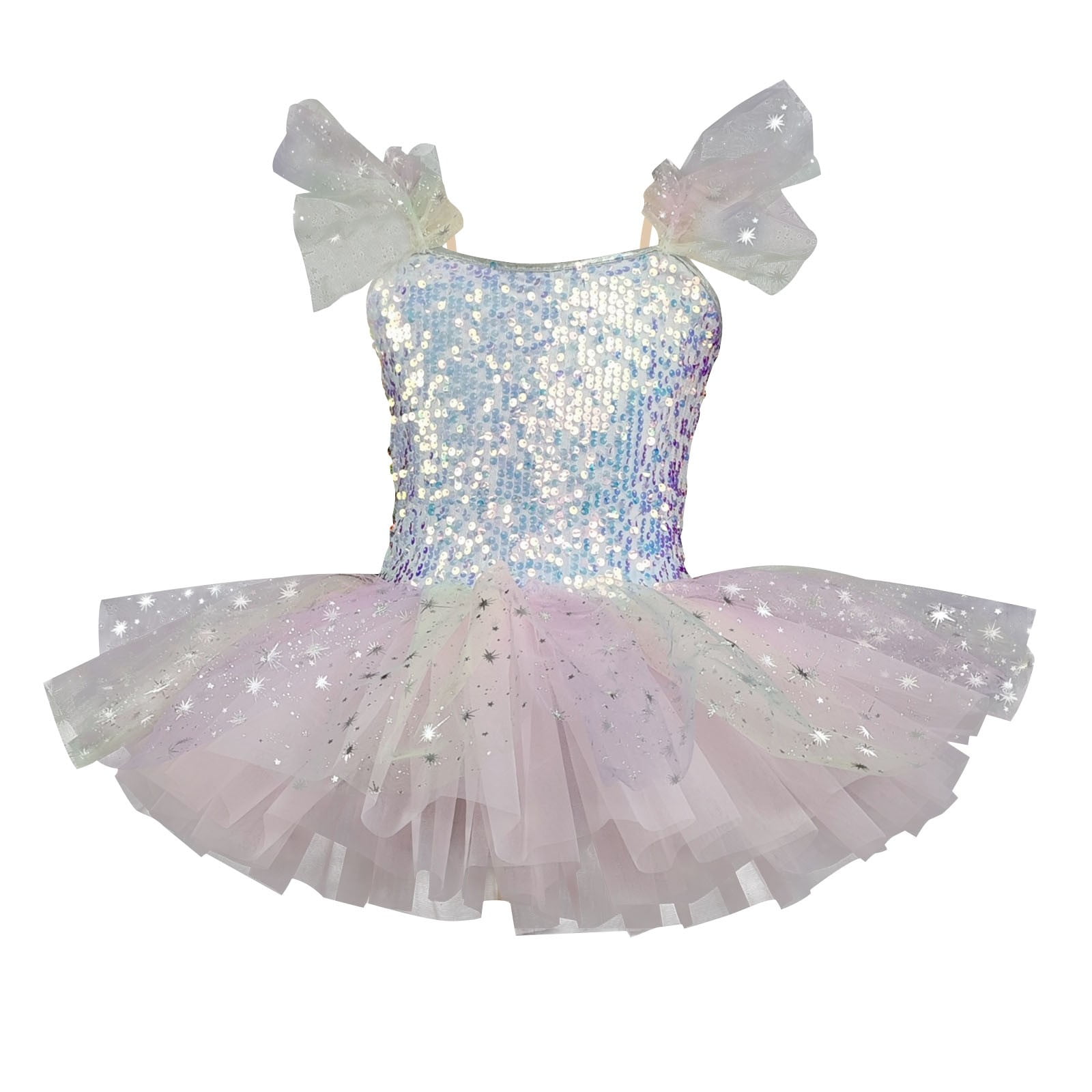 Avrntaa Girls Ballet Dance Princess Dress Lace Print Ballet Pleated ...