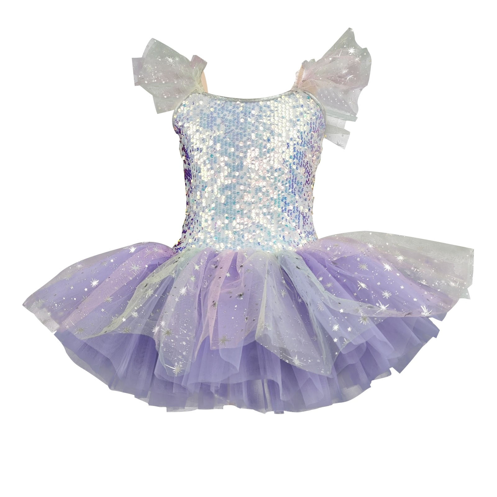 Avrntaa Girls Ballet Dance Princess Dress Lace Print Ballet Pleated ...