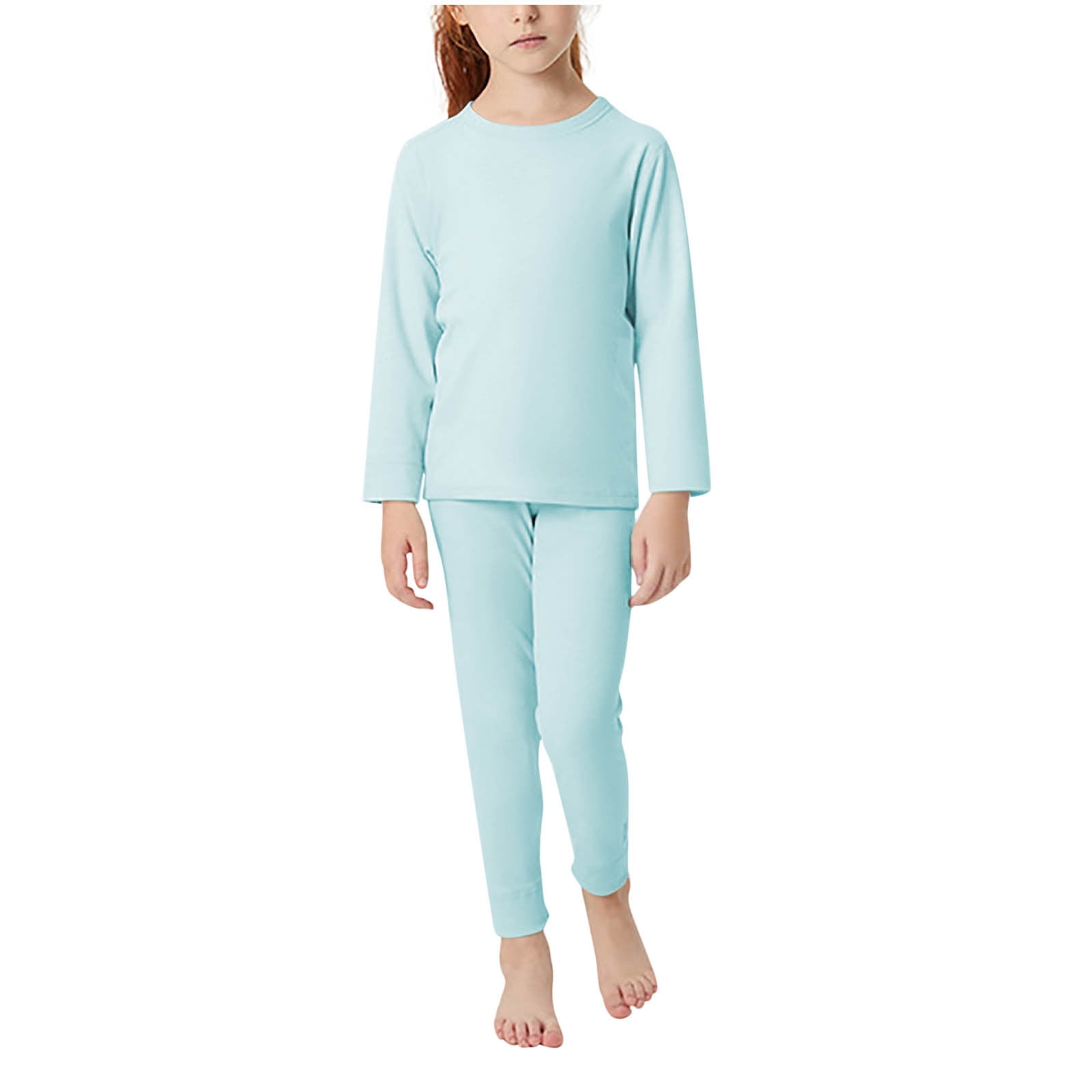 Avrntaa Girls Boys Solid Pajamas Set Crew Neck Soft Top Stretch Warm ...
