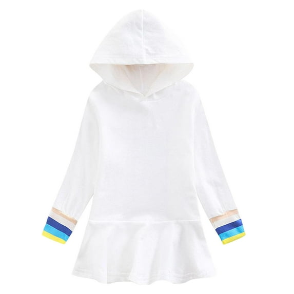 Avrntaa Girls Casual Dresses Hooded A-lined Workout Dress Color Block ...