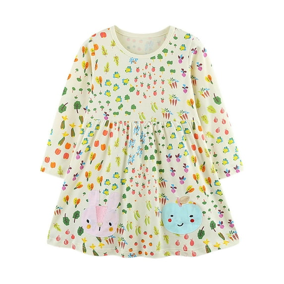 Avrntaa Girls Casual Midi A-line Dress Long Sleeve Funny Print Dresses ...