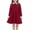 Avrntaa Girls Casual Short Sleeve Dress Peter Pan Collar Solid Dresses ...