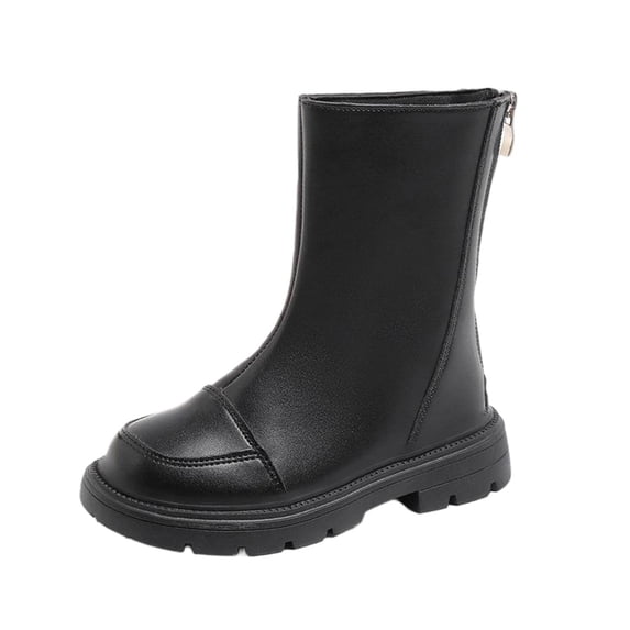 Avrntaa Girls Chelsea Boots Back Zip PU Leather Waterproof Booties ...