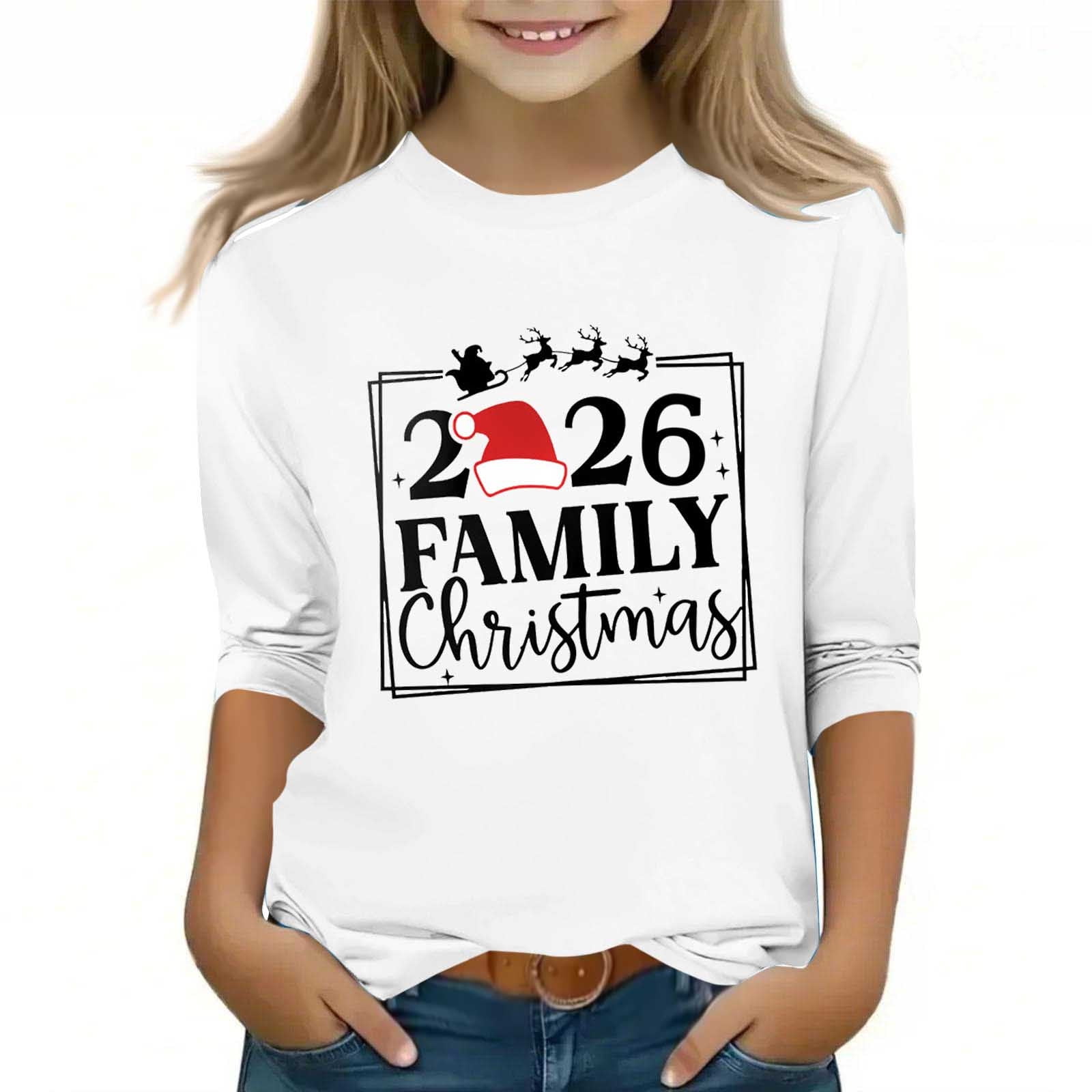 Avrntaa Girls Christmas Tops Casual 3/4 Long Sleeve T-Shirt Funny ...