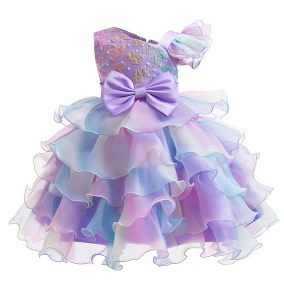 Avrntaa Girls Cute Tulle Dress Pageant Rainbow Princess Dresses Ruffle ...