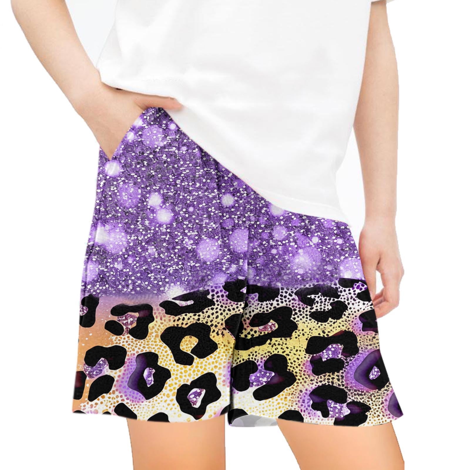Avrntaa Girls Gym Shorts - Kids Summer Leopard Print Casual Shorts Boys ...