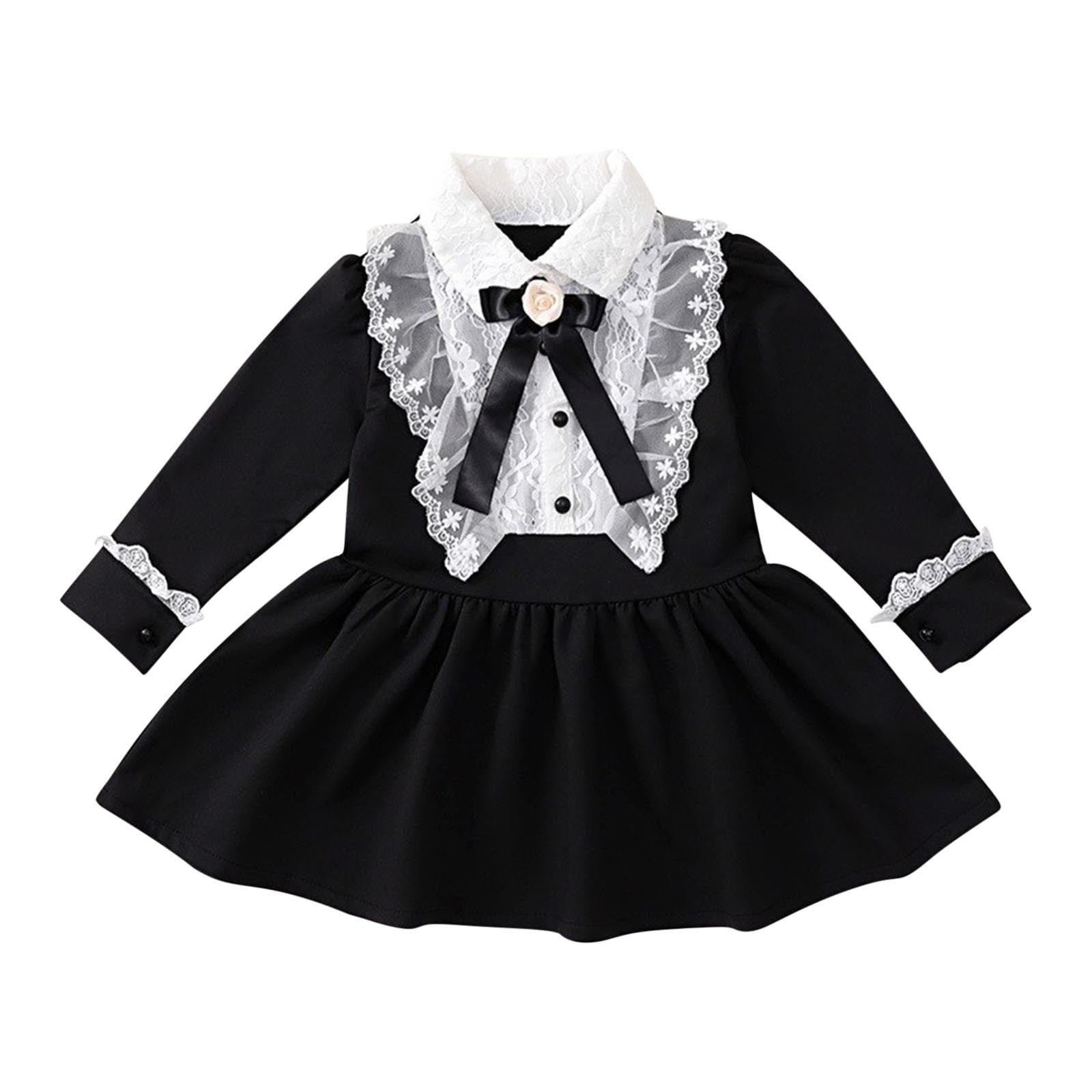 Avrntaa Girls Princess Dresses Lace Collar Long Sleeve Dress Ruffle A ...