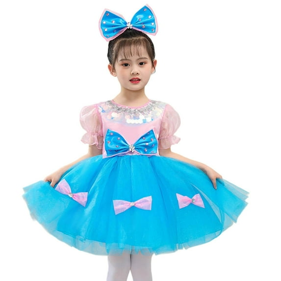 Avrntaa Girls Satin Princess Dress Puff Short Sleeve Tulle Tutu Dresses ...