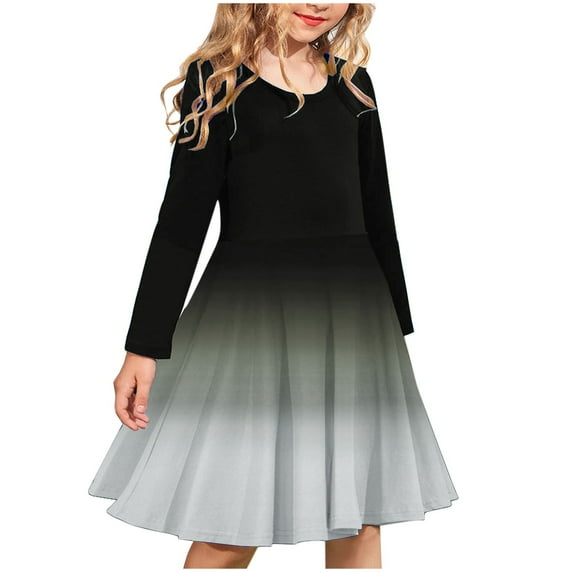 Avrntaa Girls Spring Baggy Dresses Crewneck Gradient Dress A line ...