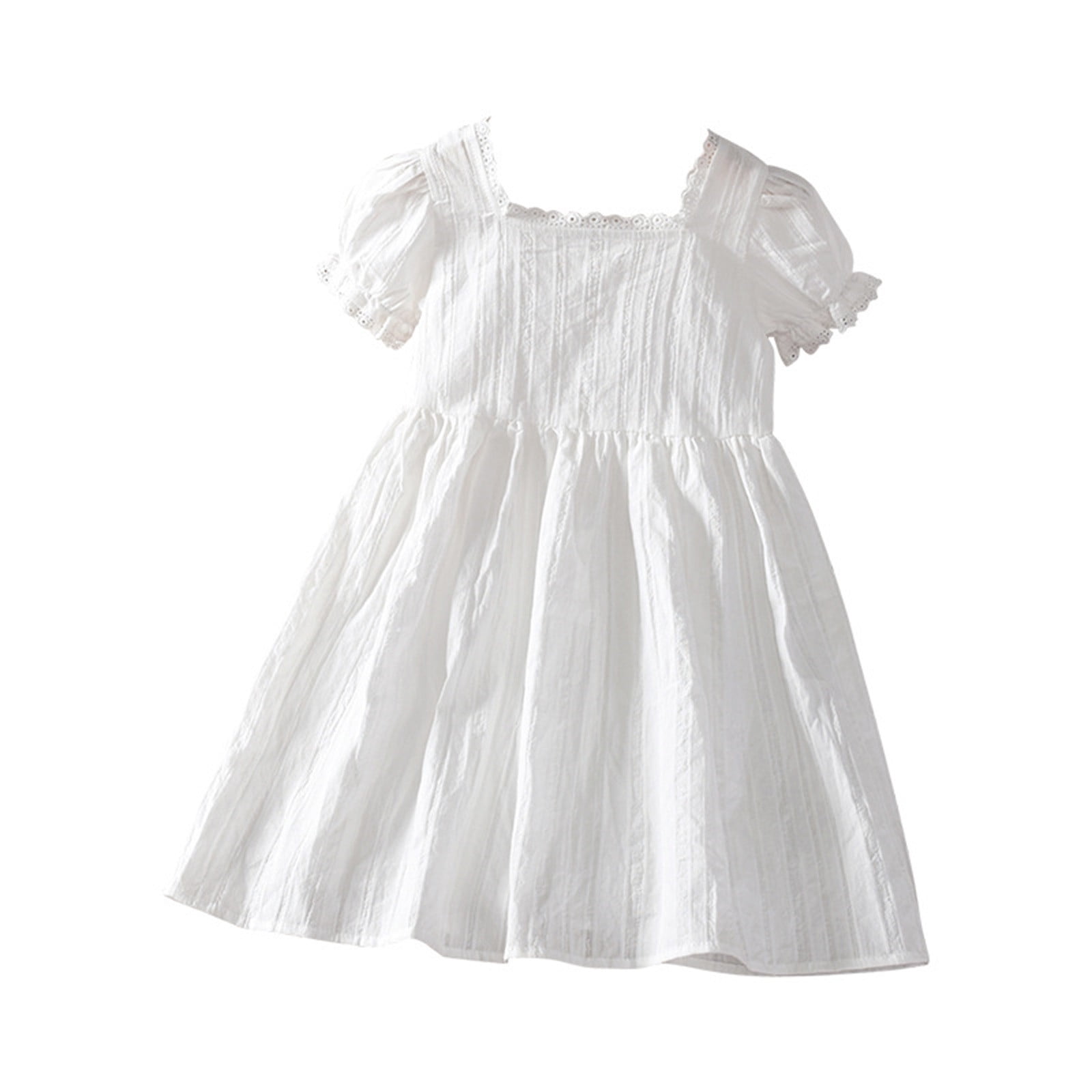 Avrntaa Girls Summer Cotton Dress Puff Short Sleeve Mini Dresses Ruffle ...