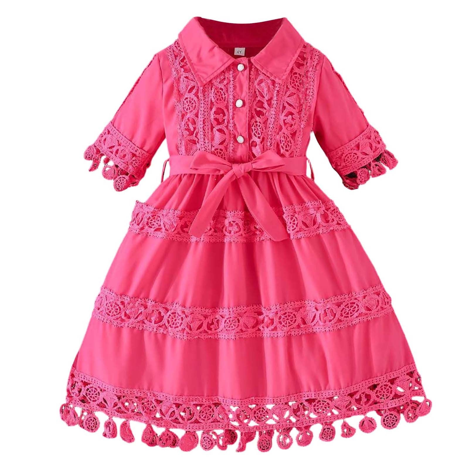 Avrntaa Girls Summer Mini Dress Hollow Out Half Sleeve Dresses Casual ...