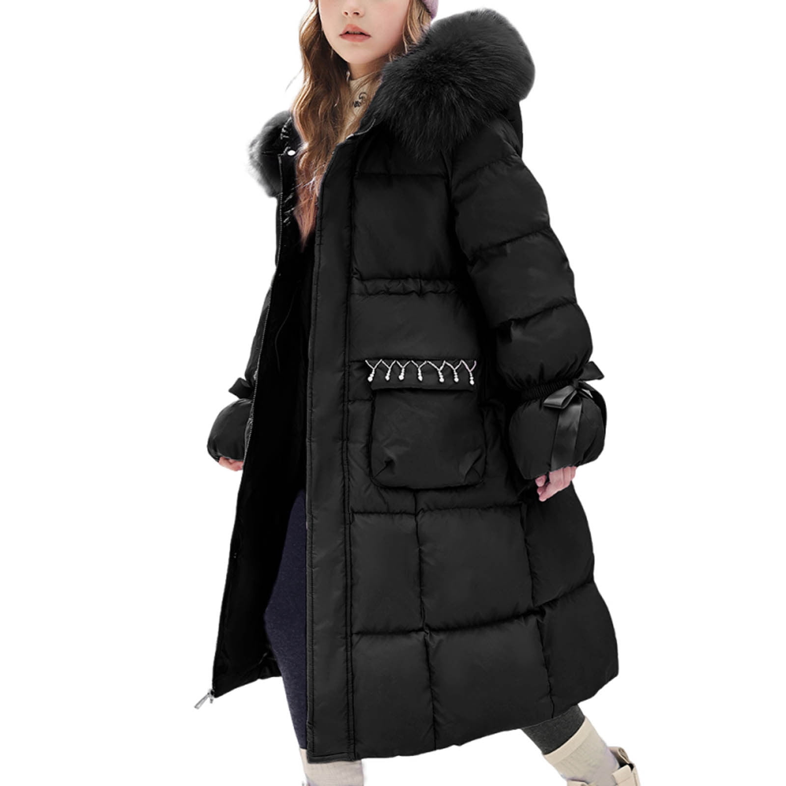 Avrntaa Girls Winter Long Down Coat Windproof Warm Puffer Parka Jacket ...