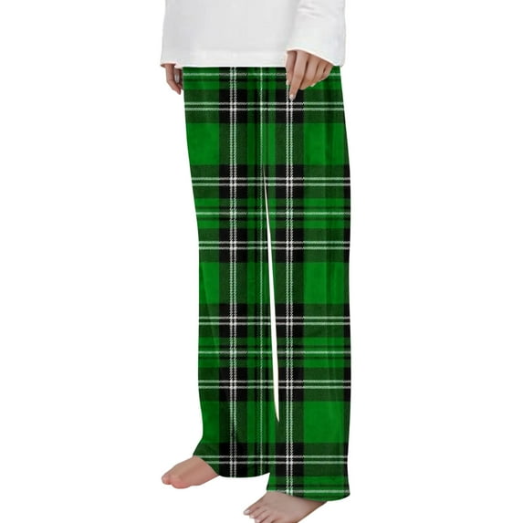 Avrntaa Girls Winter Plaid Sweatpant Wide Leg Solid Pant Christmas Kids ...