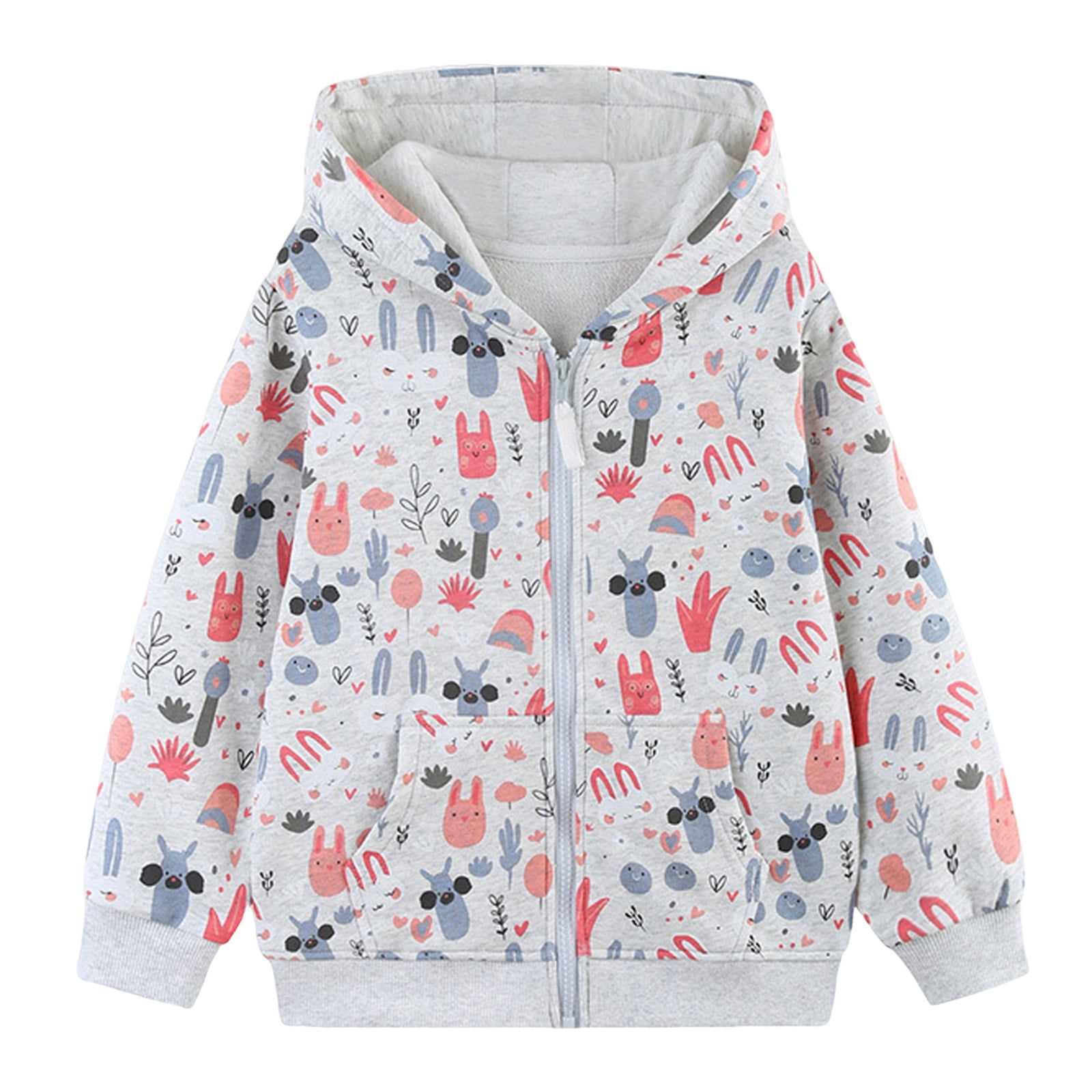 Avrntaa Hood Jacket for Kids Boys Girl Full Zip Fleece Lined Coat Print ...