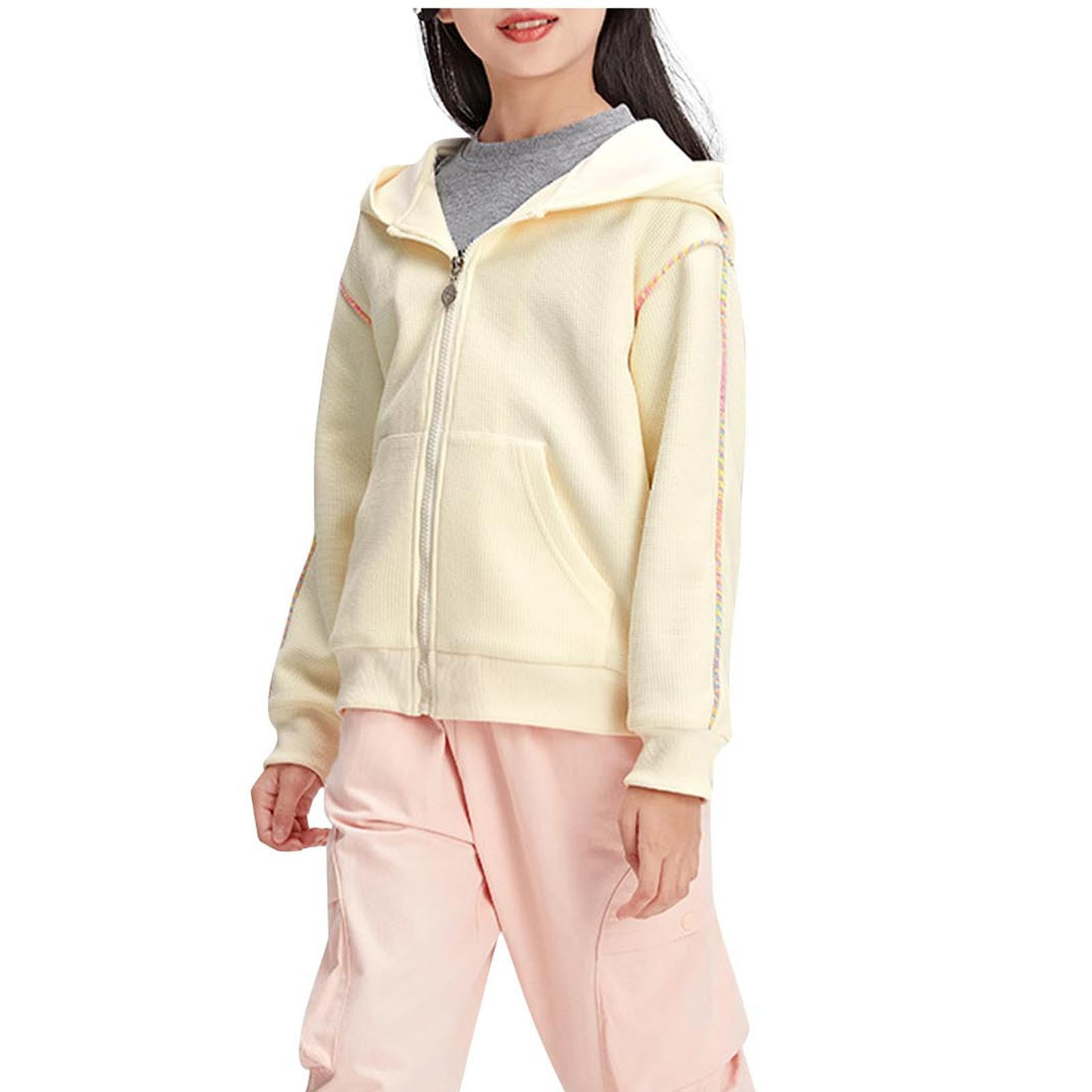 Avrntaa Kids Girls Fall Knit Jackets Hooded Zip Up Coat Long Sleeve ...