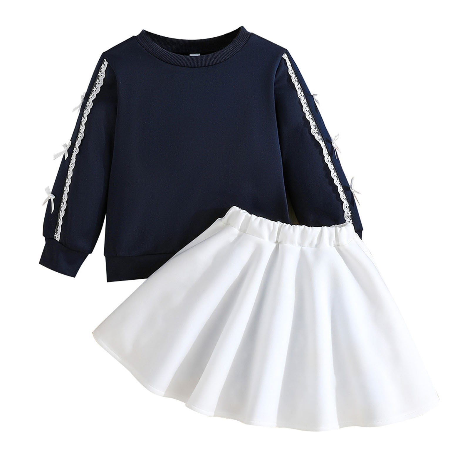 Avrntaa Kids Girls Spring Outfits Cute Long Sleeve Sweatshirt Pleated A ...