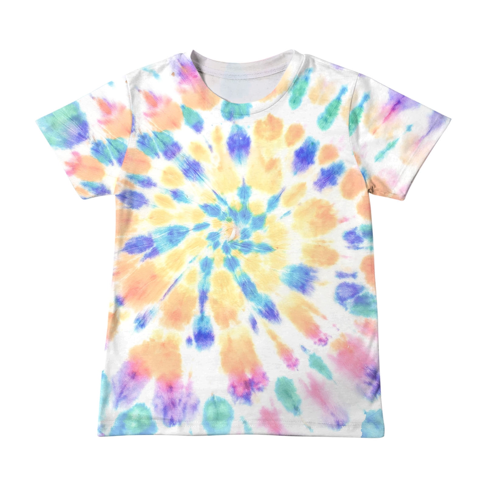 Avrntaa Kids Girls Summer Shirts - Short Sleeve Tie Dye Crewneck Tee ...